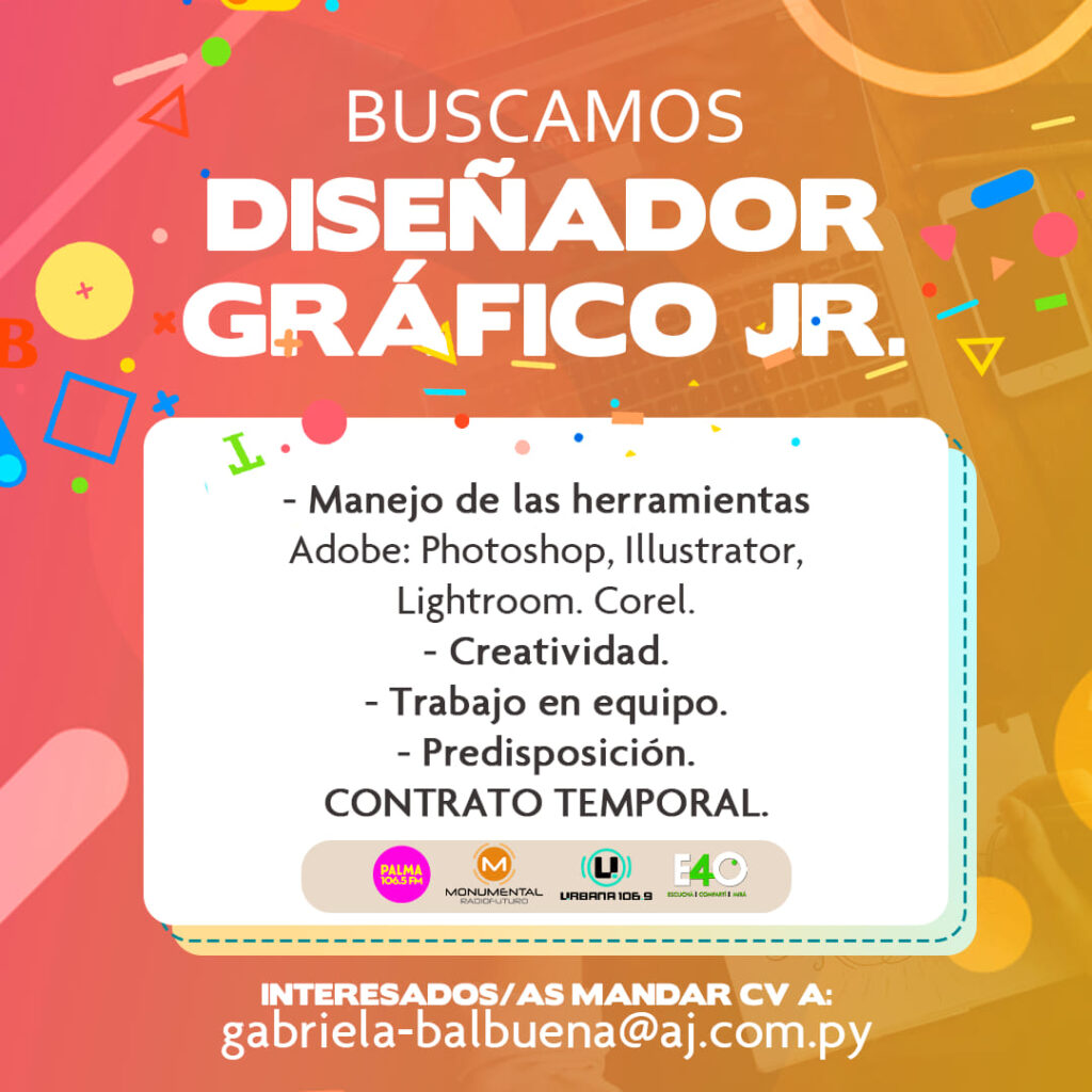 Oferta Laboral para Diseñador Gráfico Jr en Paraguay.