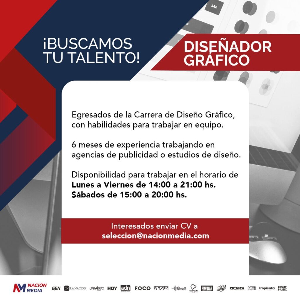 Oferta laboral para Diseñador Gráfico en Paraguay.