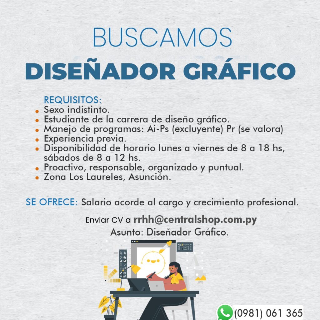 Oferta laboral para Diseñador Gráfico en Paraguay.