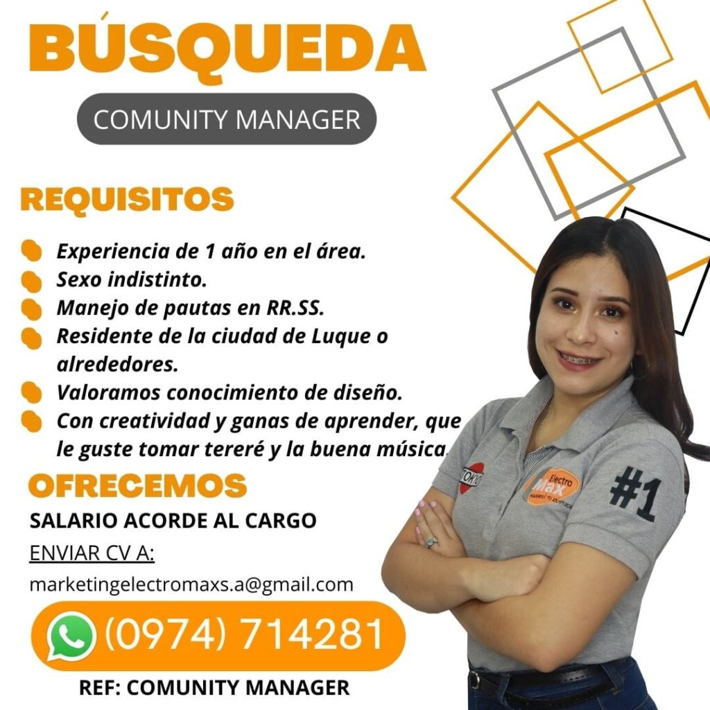 Oferta laboral para Community Manager en Paraguay.